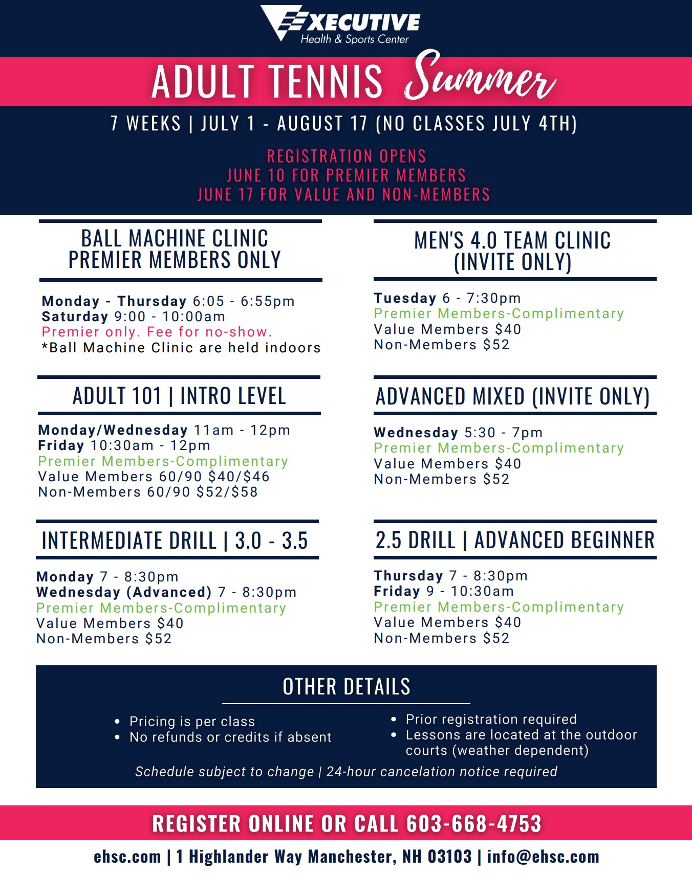 Adult Tennis Programs